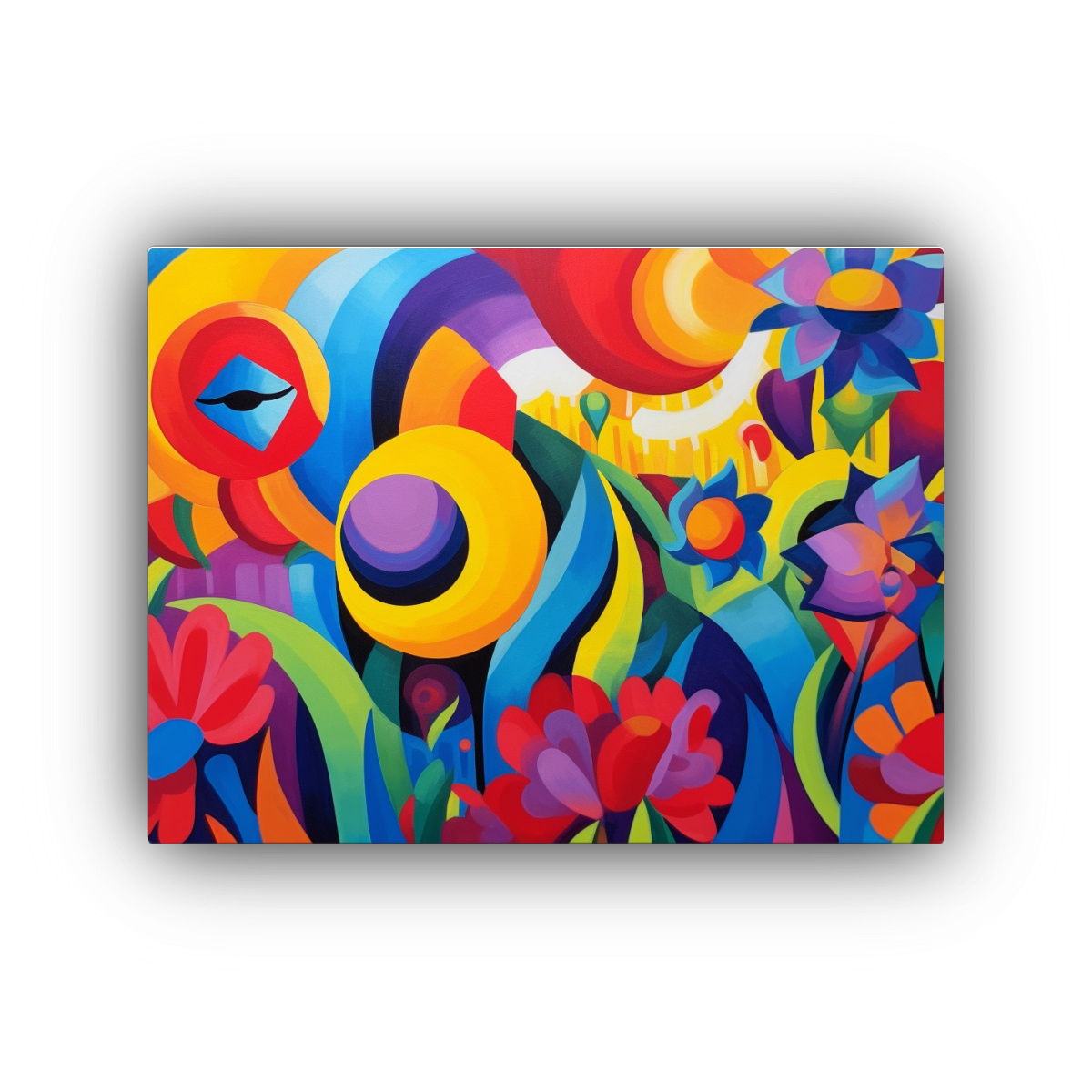 Cuadro Abstracto Verano Vibrante En Bastidor Horizontal - DecoCuadros