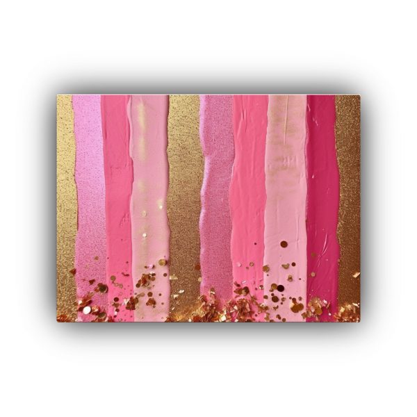 Cuadro Concepto Relieve Rosa Con Rayas Doradas Y Brillo - DecoCuadros