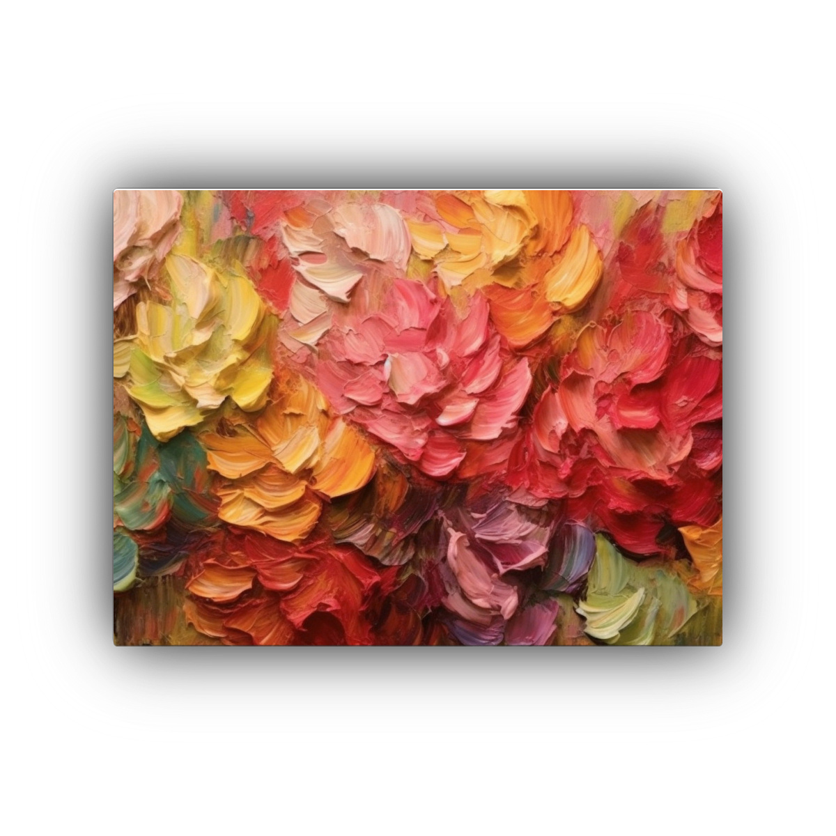 Cuadro Colores Cálidos Vibrantes Flores Crema Marfil Burdeos - Decocuadros