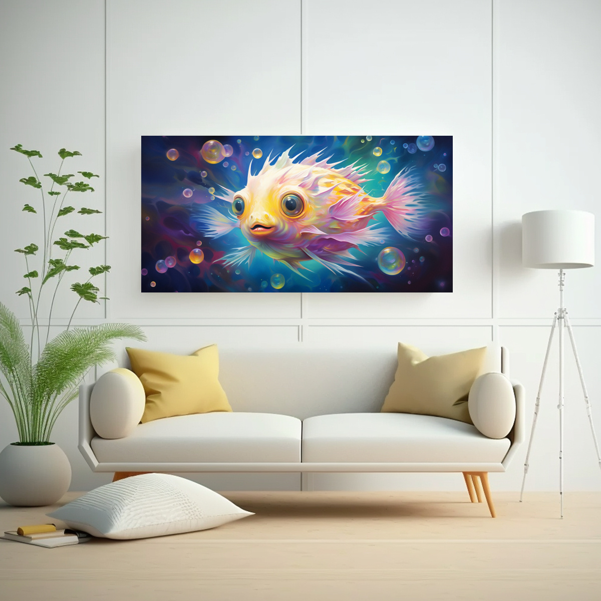 Cuadro De Tela: Peces Globo En Pintura Al Estilo Estilo óleo Colorida ...