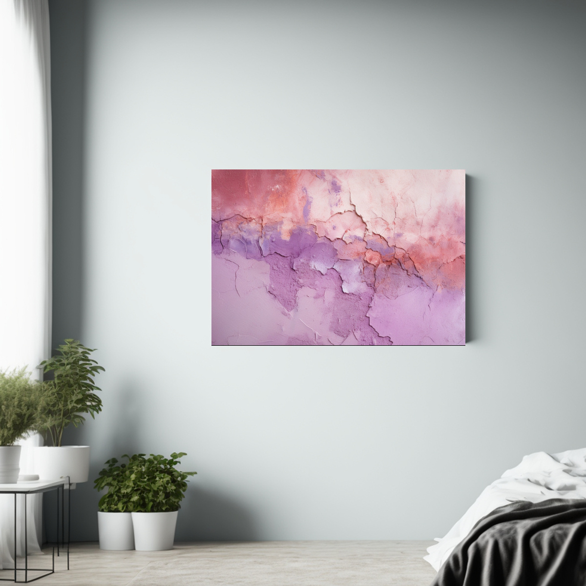 Cuadro Decorativo: Composición Equilibrada En Tonos Coral Y Morado Con ...