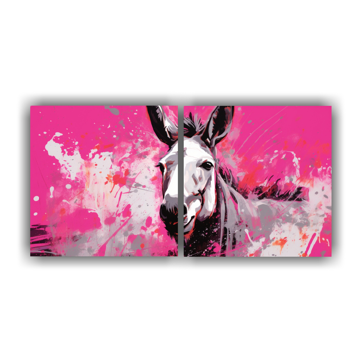 Cuadro Decorativo Mula Blanca Y Rosa Estilo Pop Art Neo - Decocuadros