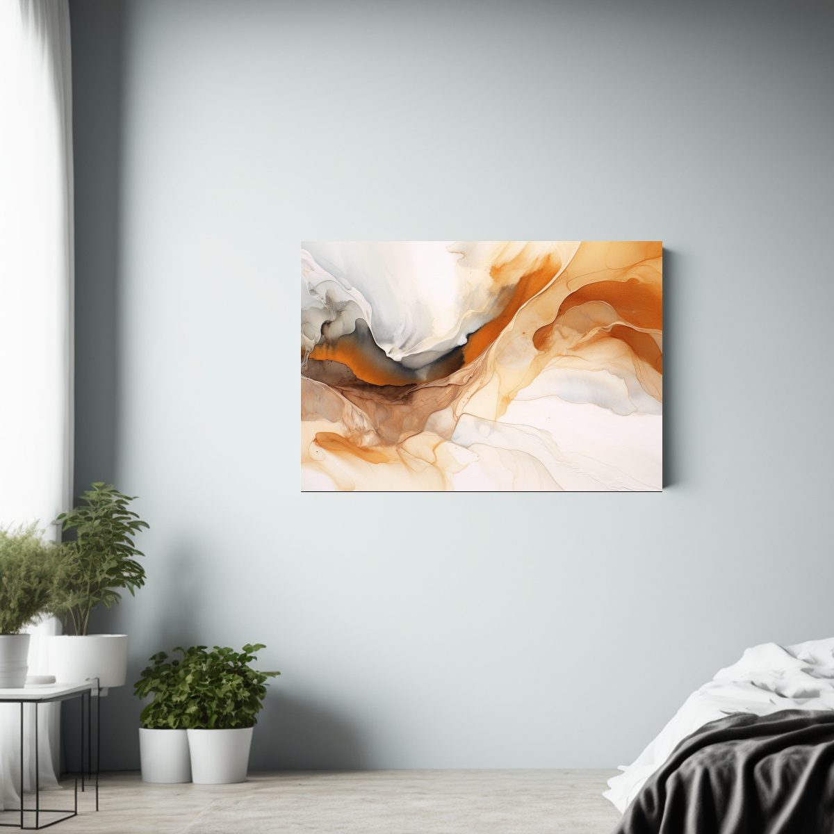 Cuadro Decorativo Marrón Y Blanco: Detalle De Una Pintura Acuática En DecoCuadros