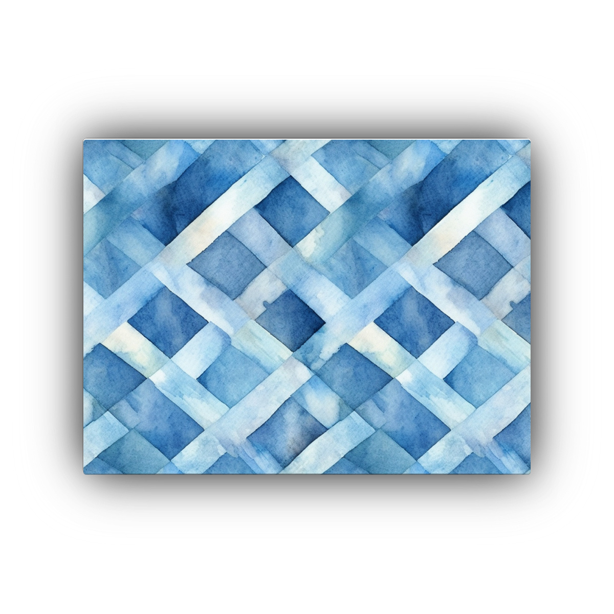 Cuadro Tela Azul Patrón Diagonal Estilo Abstracto - DecoCuadros