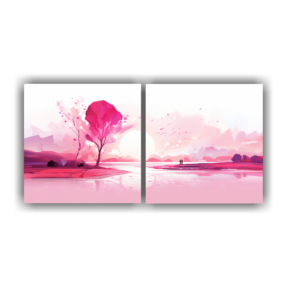Cuadro Decorativo Veraniego Paisaje Con Colores Rosa Pop Art Neo ...
