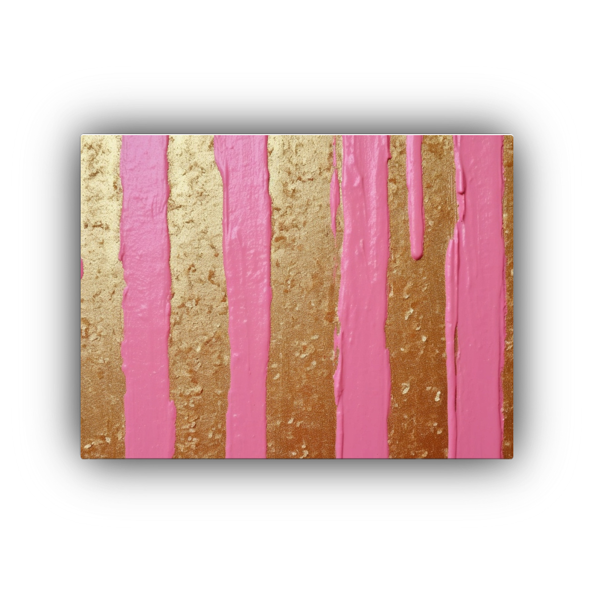 Cuadro Exuberante Diseño Rosa Con Rayas Doradas Y Brillo - DecoCuadros