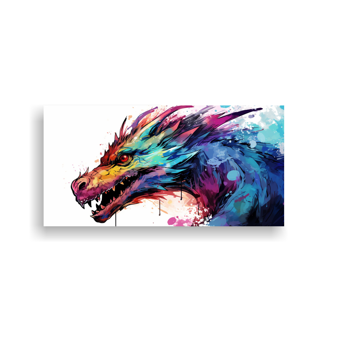 Cuadro Dragón Brillante: Colores Áureos Y Fríos Neo Pop Art - Decocuadros