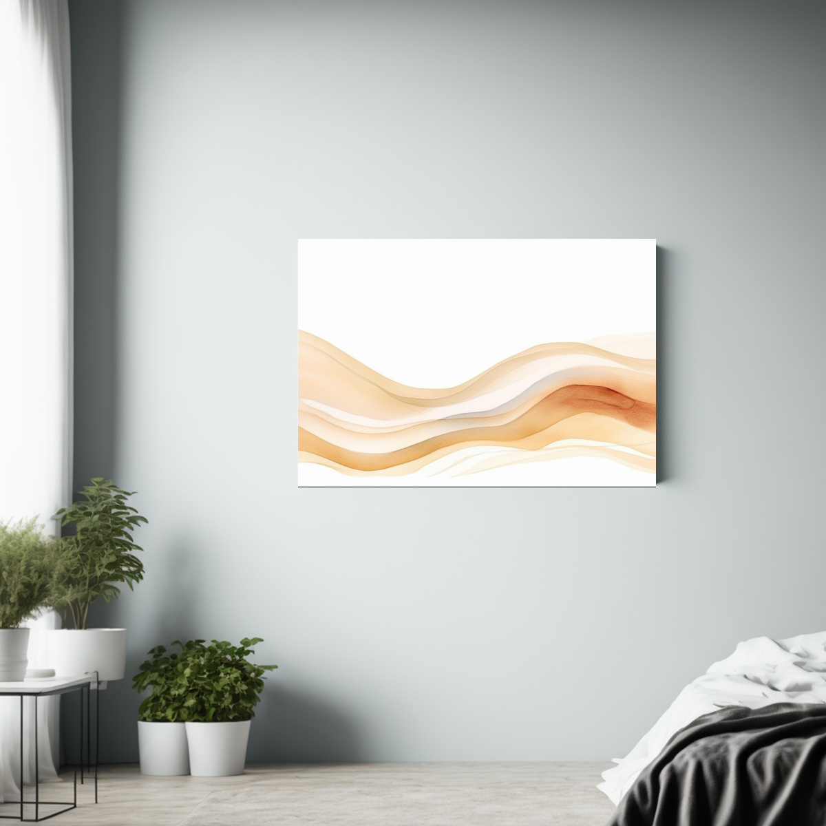 Cuadro Moderno Minimalista Con Líneas De Acuarela Beige - DecoCuadros