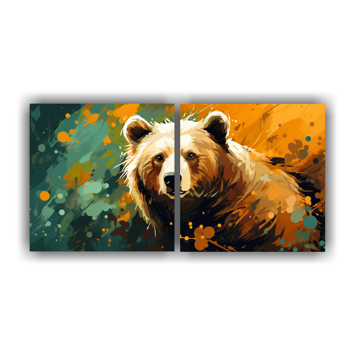 Cuadro Moderno Resistente Estilo Neo Pop Art En Colores Oso Y Bosque ...
