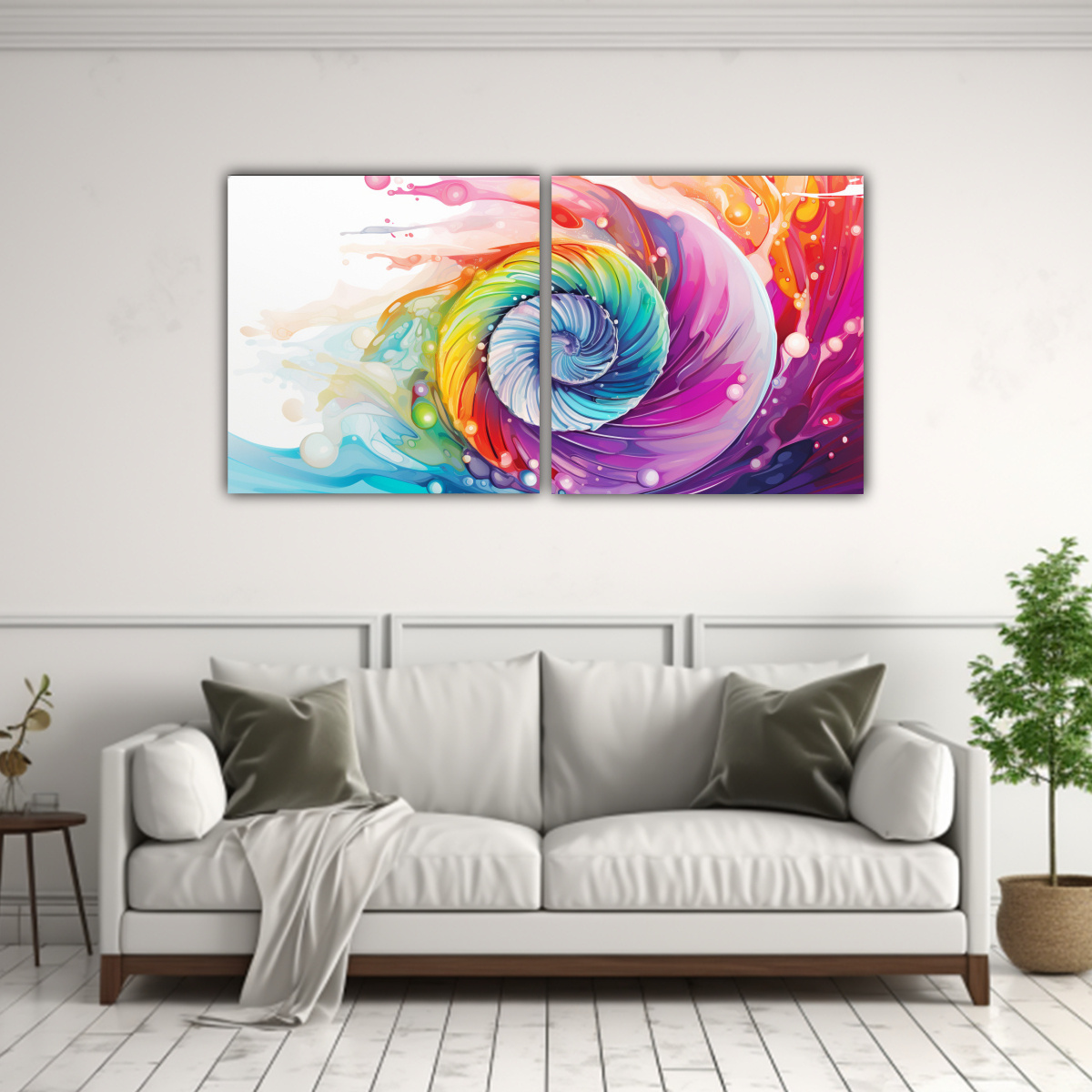 Cuadro Nautilus En Colores Spectrum Y Perla: Arte De Pared Neo Pop ...