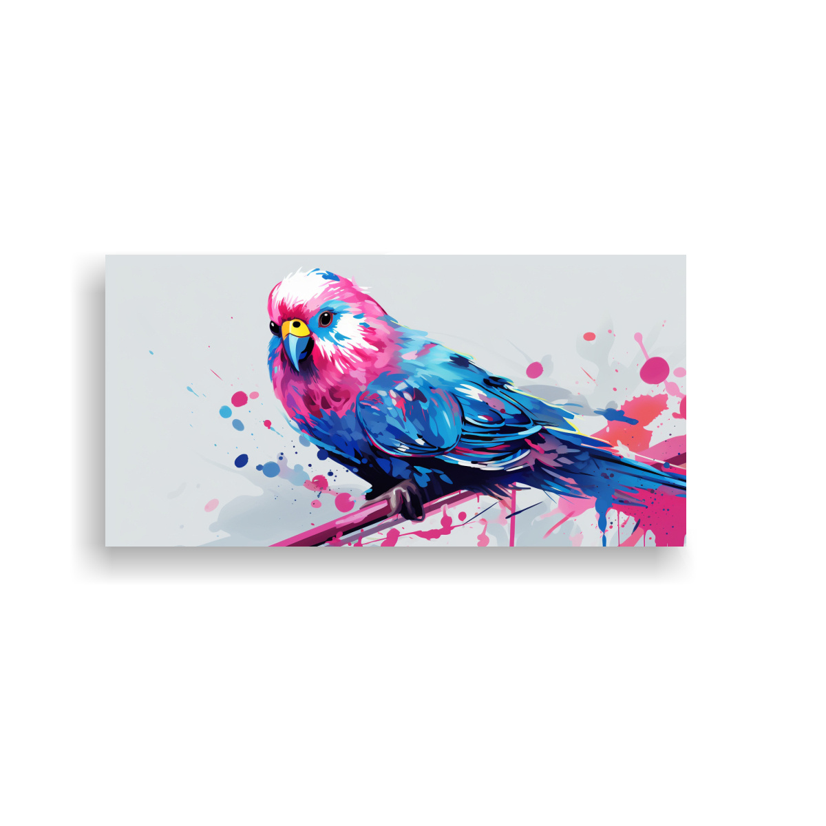 ¡Decora Con Estilo! Cuadro Neo Pop Art: Perico En Rosa Y Azul - Decocuadros