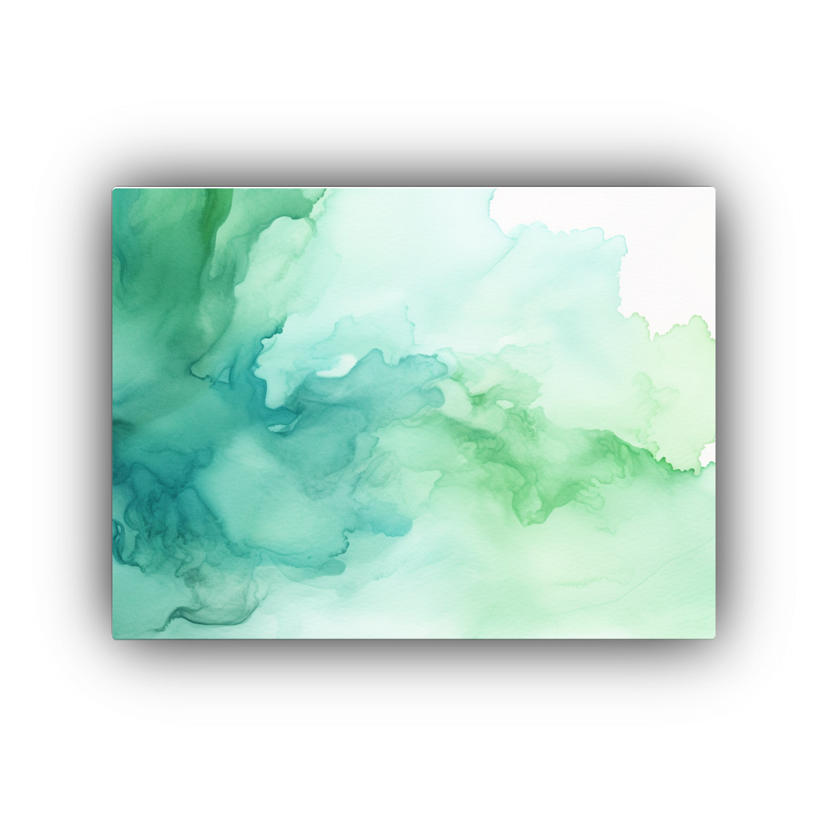 Cuadro único En Acuarela Tonos Cian Y Verde - DecoCuadros