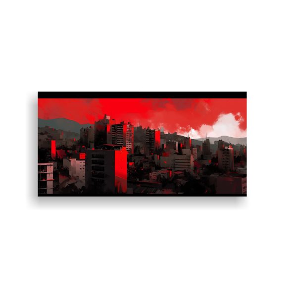 Cuadro Perspectiva Creativa De Santiago En Chile En Rojo Y Negro - ¡Decoración Exclusiva ...