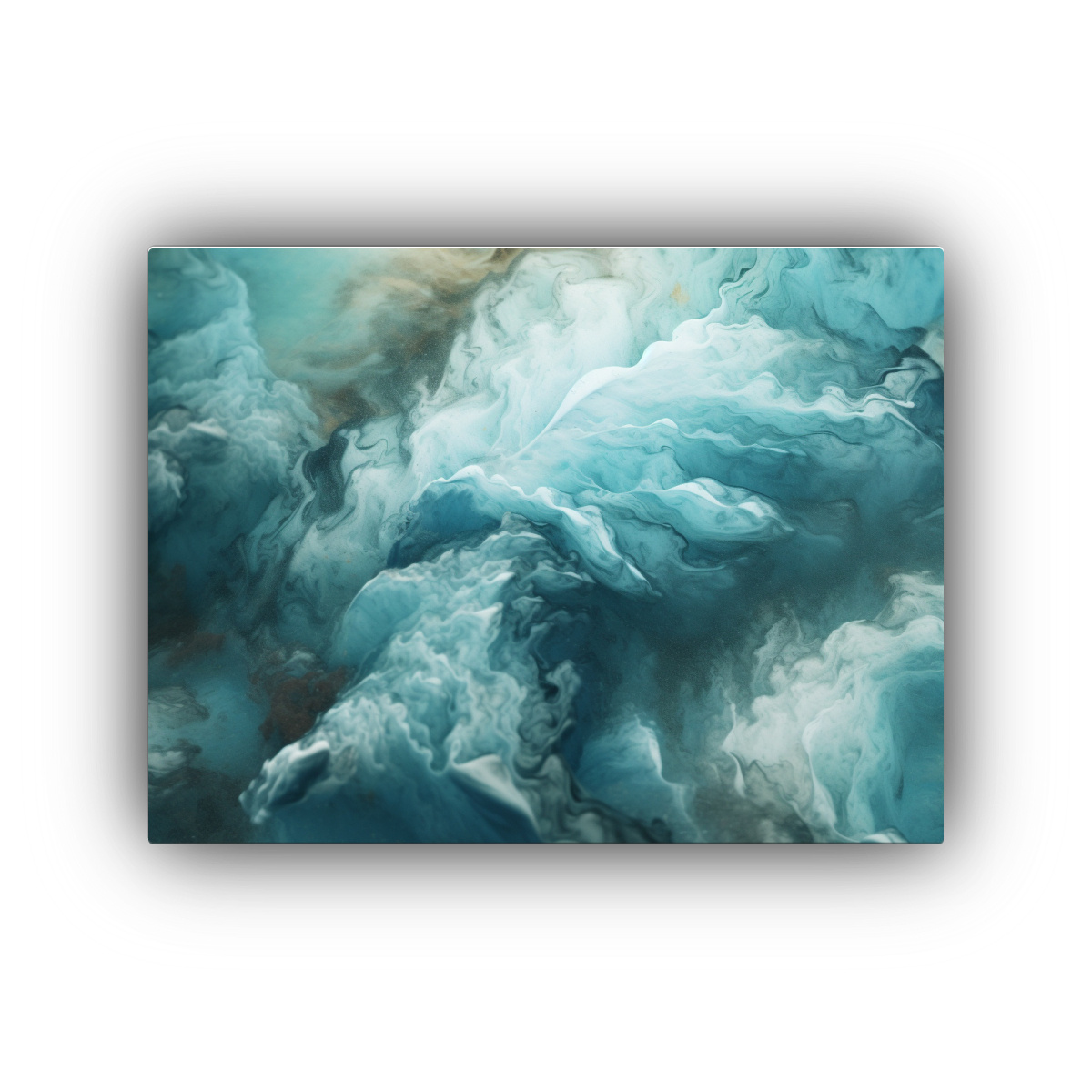 Cuadro Tela Bastidor Calidad Dormitorio Textura Derrame Pintura Turquesa Claro - Decocuadros