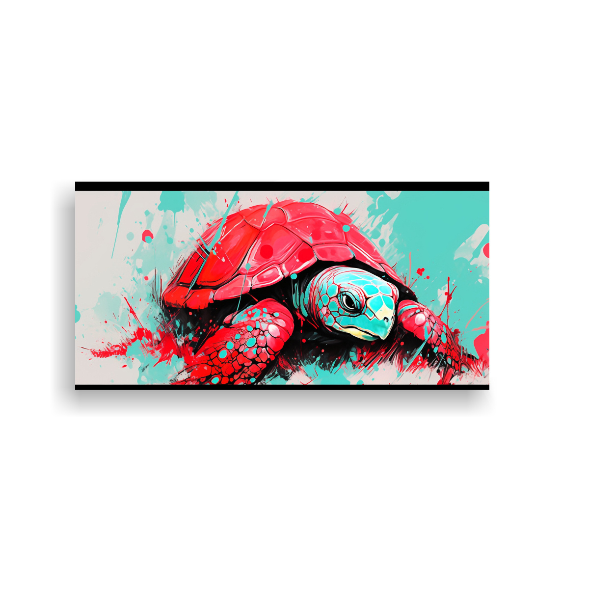 Cuadro Tela Composición Contraste Tortuga En Rojo Y Turquesa Pop Art ...