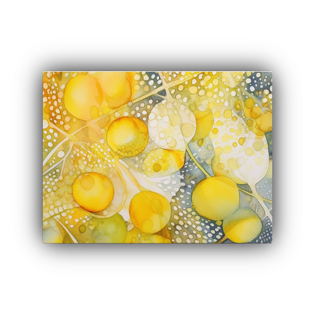 Cuadro Vanguardia Tela Bastidor Amarillo Blanco Shibori Acuarela Sutil - Decocuadros