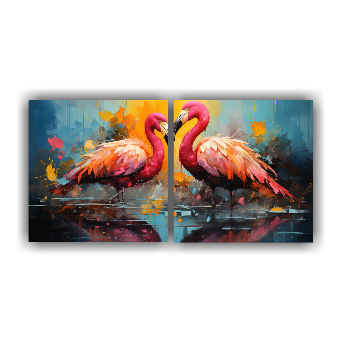 Cuadro Arte Diseño Intensidad Delfines En Colores Neón - ¡Compra Ahora! - Decocuadros