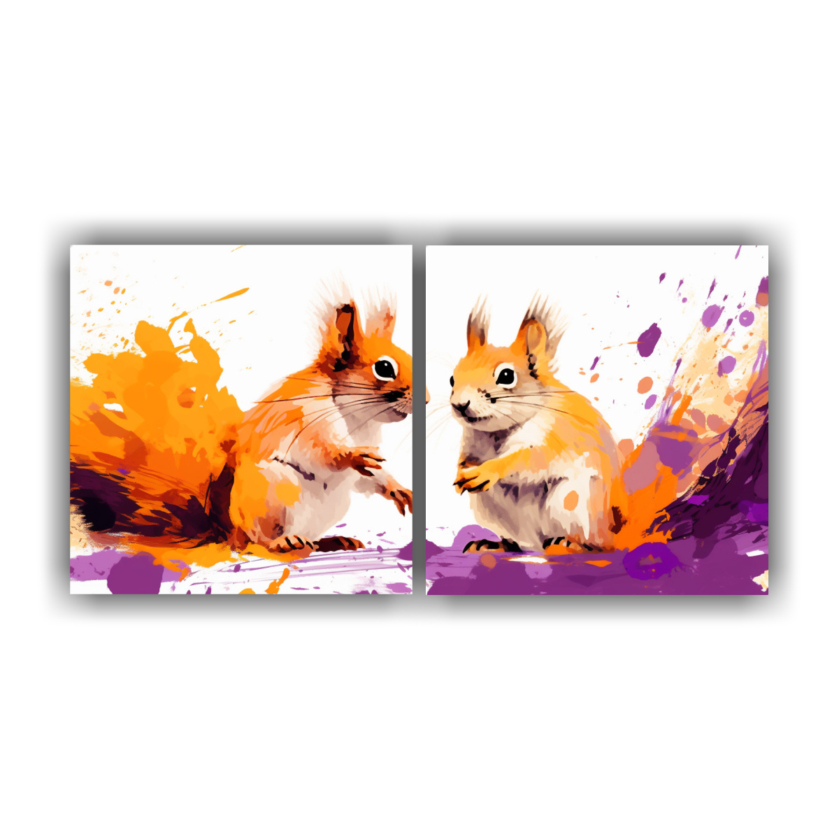 Cuadros Artesanales Squirrels En Violeta Y Calabaza Neo Pop Art ...