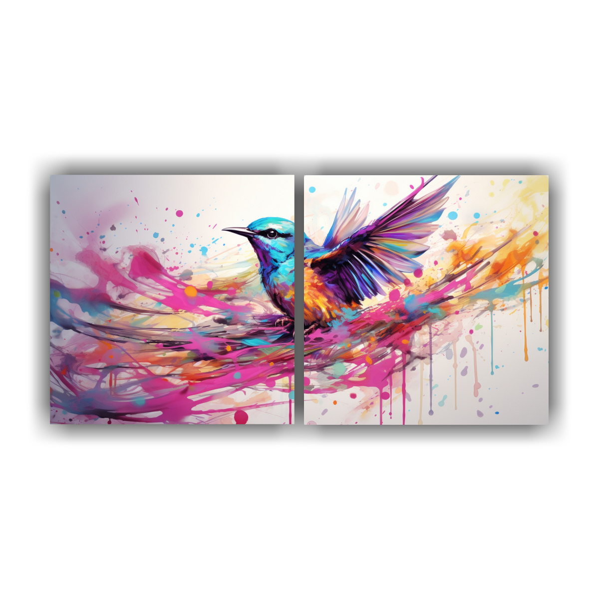 Cuadros Cuadro Aves Pastel Y Morado Estilo Neo Pop Arte - Compra Online - Decocuadros