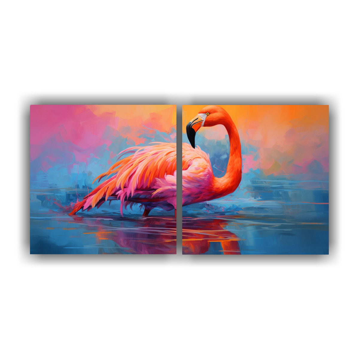 Cuadros Decorativos Estilo Pintura Al Estilo óleo Colorido Con Flamenco - DecoCuadros