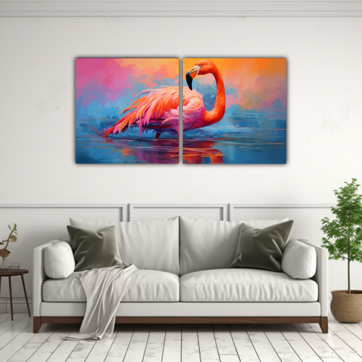 Cuadros Decorativos Estilo Pintura Al Estilo óleo Colorido Con Flamenco - DecoCuadros