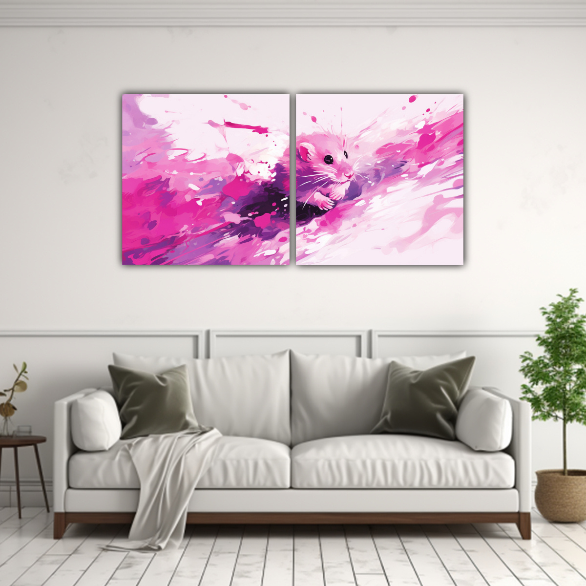 Cuadros Decorativos En Tonos Acuáticos Y Fucsia - DecoCuadros