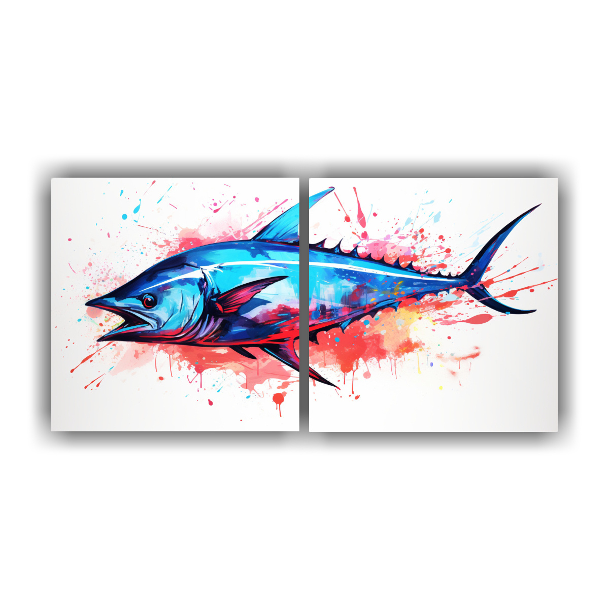 Cuadro Tela Vanguardia Vitalidad En Tonos Escarlata Y Azul Pop Art Neo ...