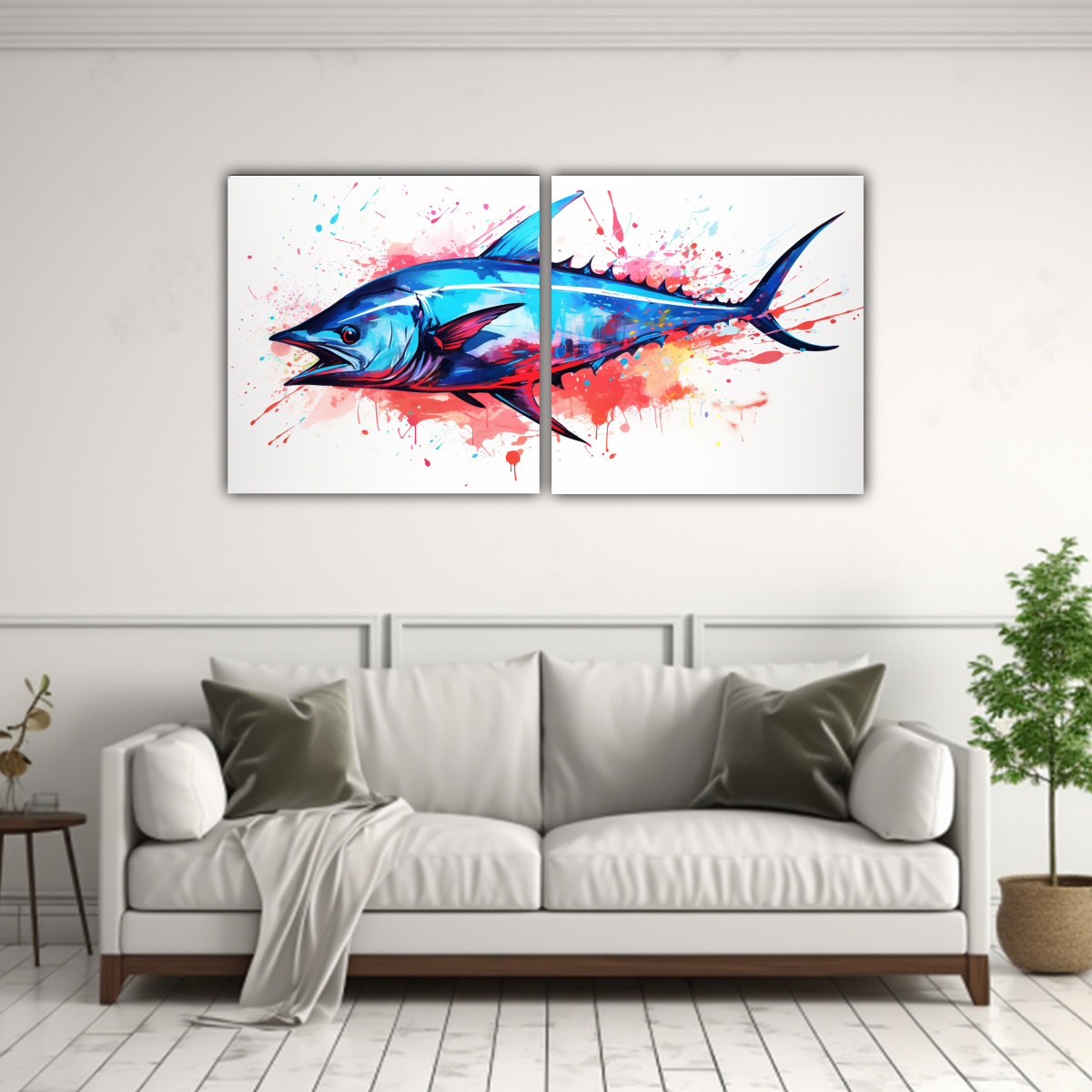 Cuadro Tela Vanguardia Vitalidad En Tonos Escarlata Y Azul Pop Art Neo ...