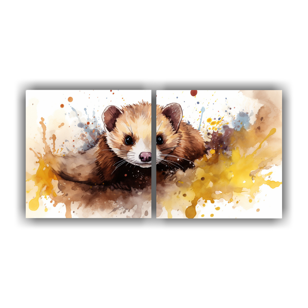 Cuadro Ferret En Acuarelas Y Colores Marrones En Arte Pop Neo - DecoCuadros