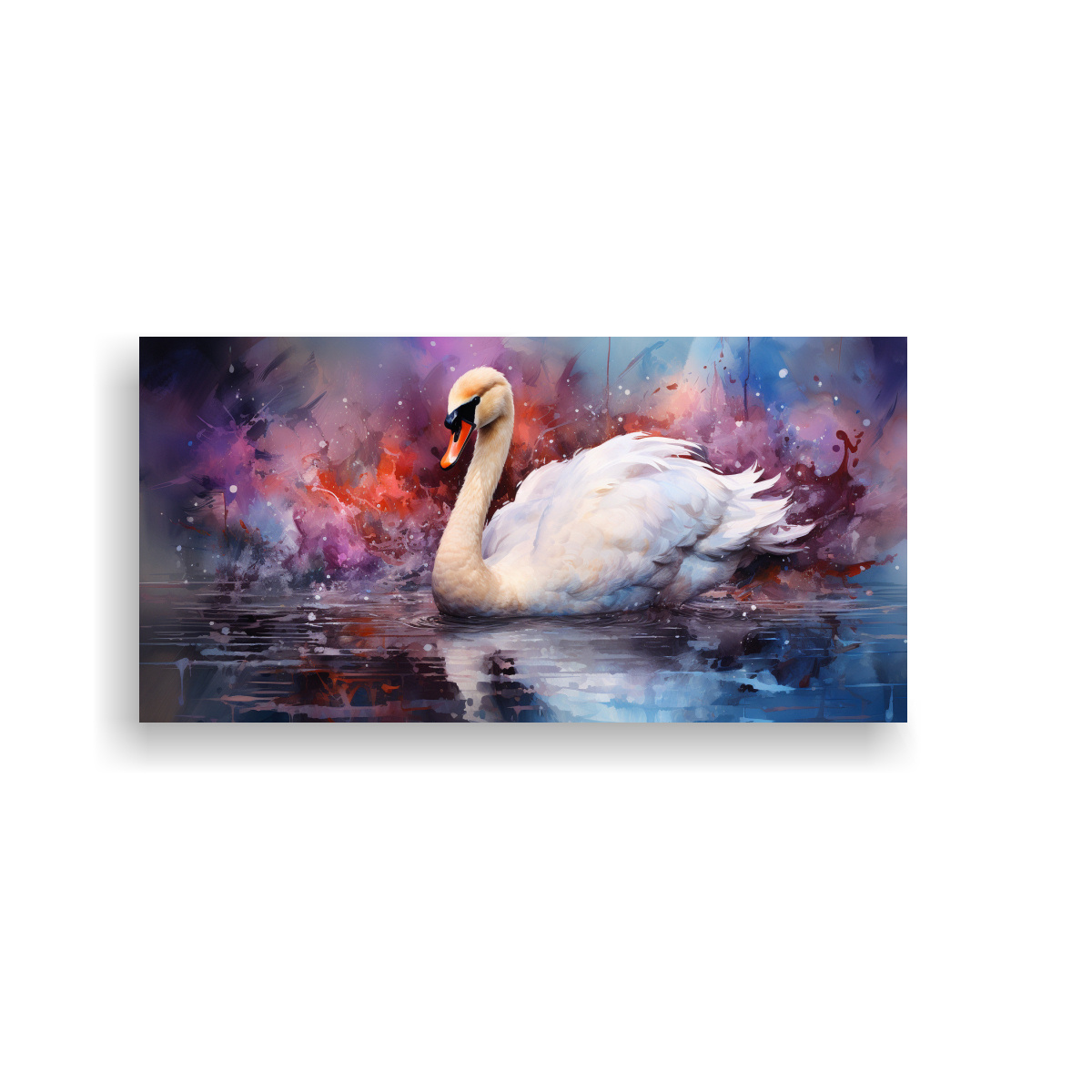 ¡Lienzo De Tela Diseño Luminoso Cisne Acuarela Colorida! Compra Ahora ...
