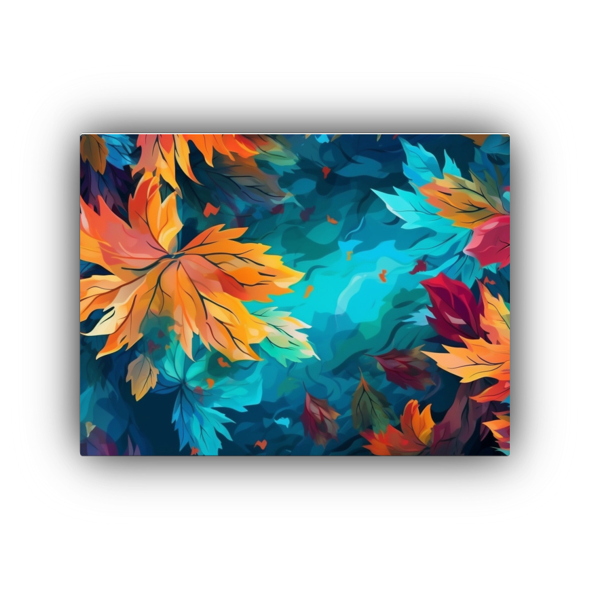 Cuadro Marco De Otoño Con Hojas Coloridas - DecoCuadros