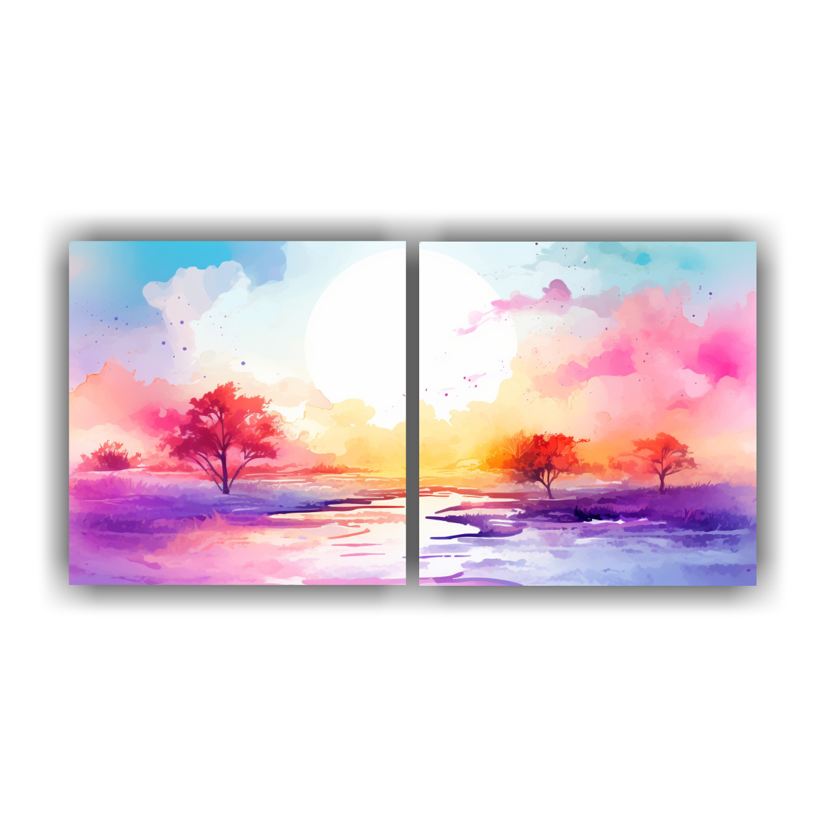 Cuadro Paisaje Veraniego Acuarela Colores Neo Po - DecoCuadros