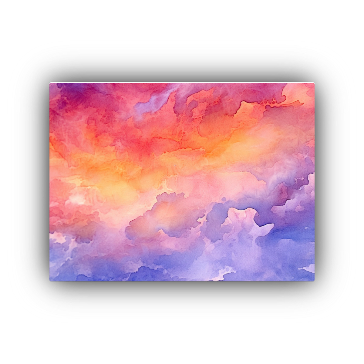 Cuadro Abstracto Acuarela Atardecer Cielo Naranja Morado - DecoCuadros