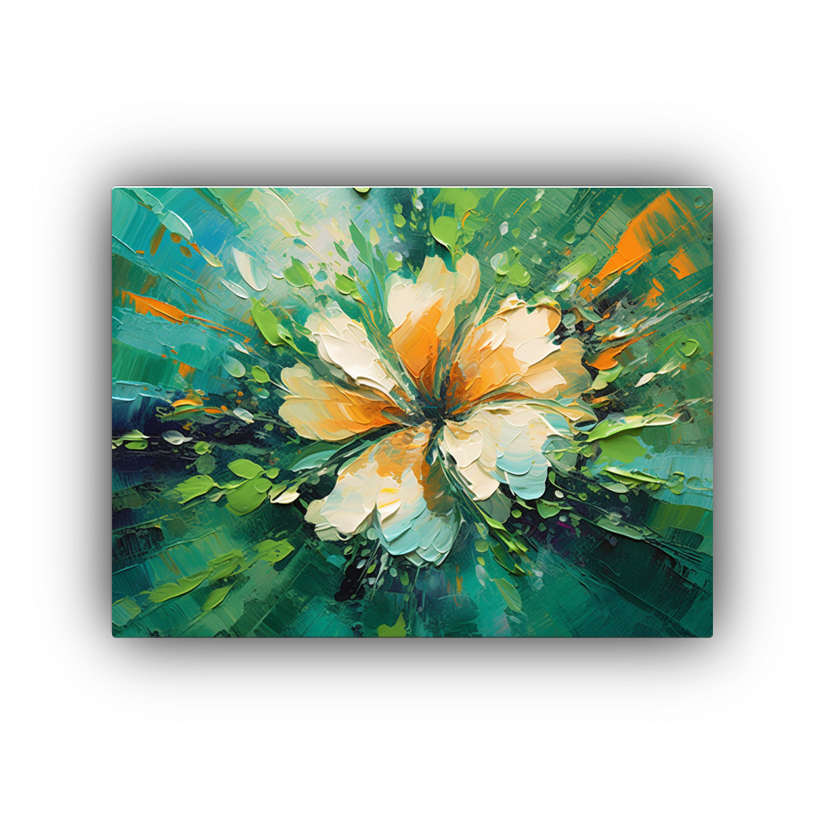 Cuadro Abstracto De Flores En Verde Brillante - DecoCuadros