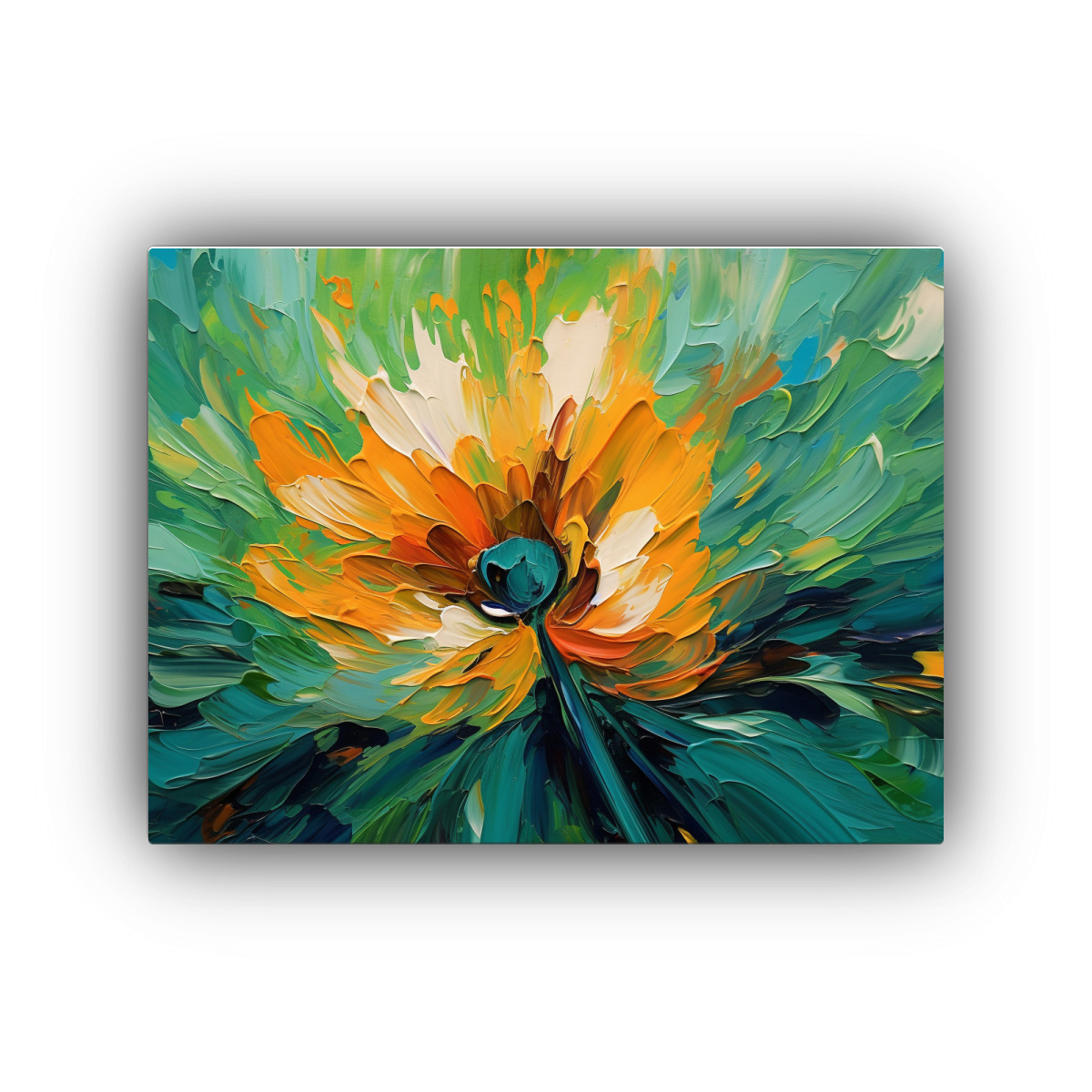 Cuadro Abstracto De Flores En Verde Brillante - DecoCuadros