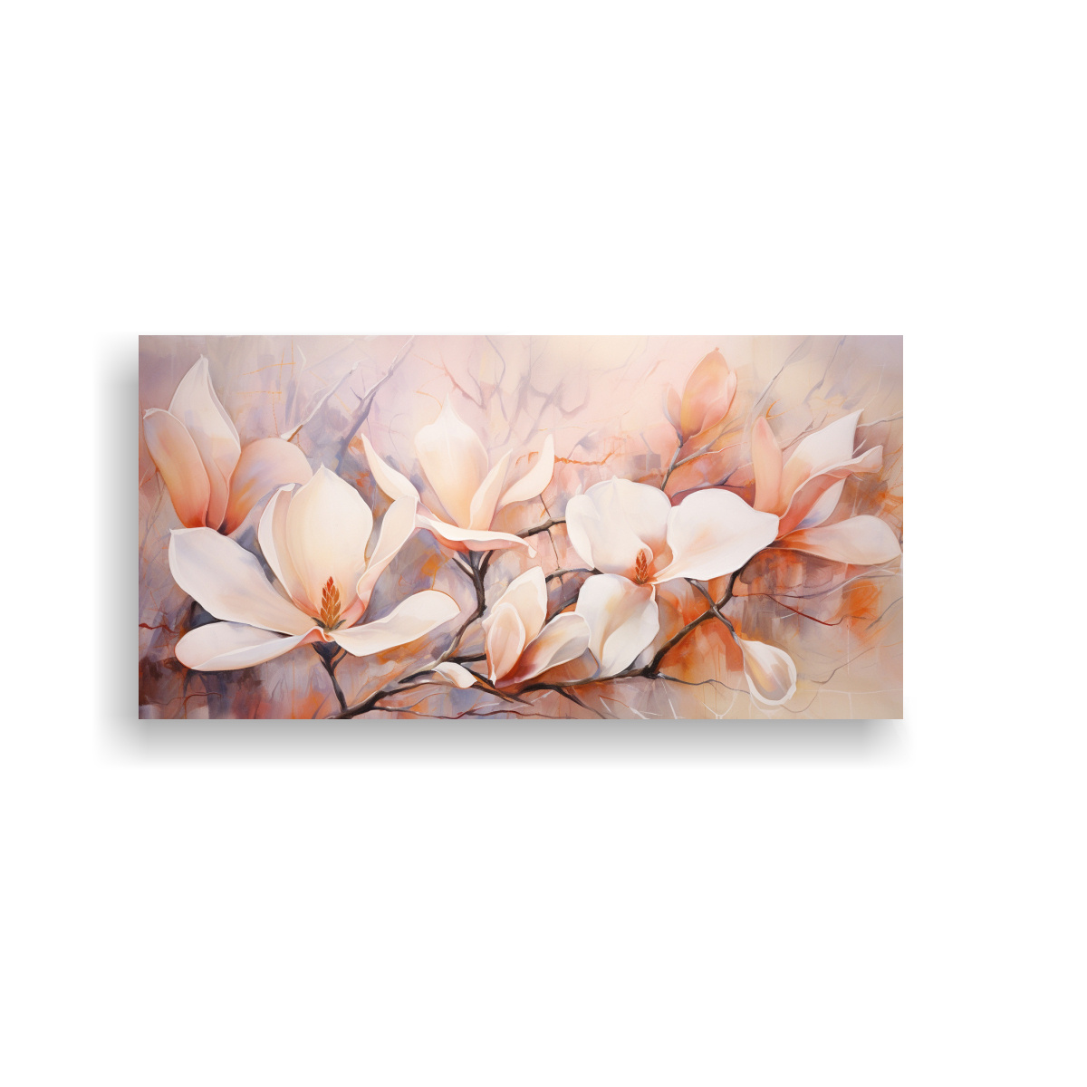 Cuadro Abstracto De Movimiento Fantástico Con Flores Blancas Y Naranjas - Decocuadros