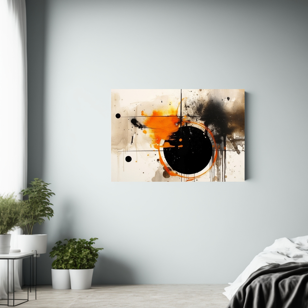 Cuadro Sensibilidad Artística Abstracta Negro Naranja - DecoCuadros