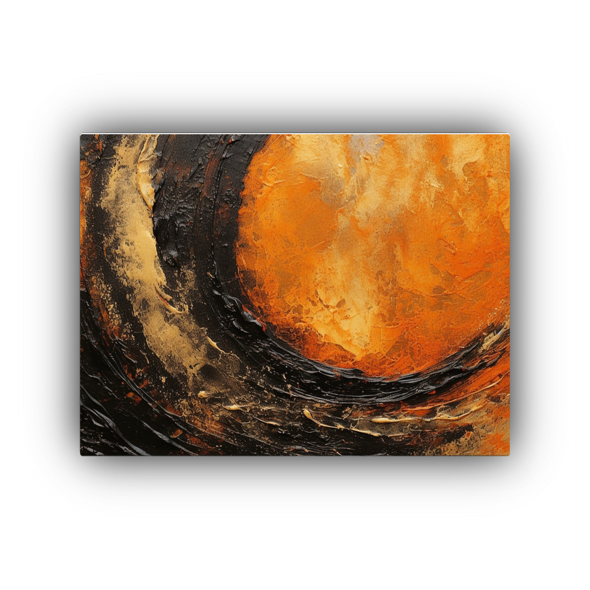Cuadro Decorativo Abstracto Negro Y Naranja Estilo Swirl En Venta - Decocuadros