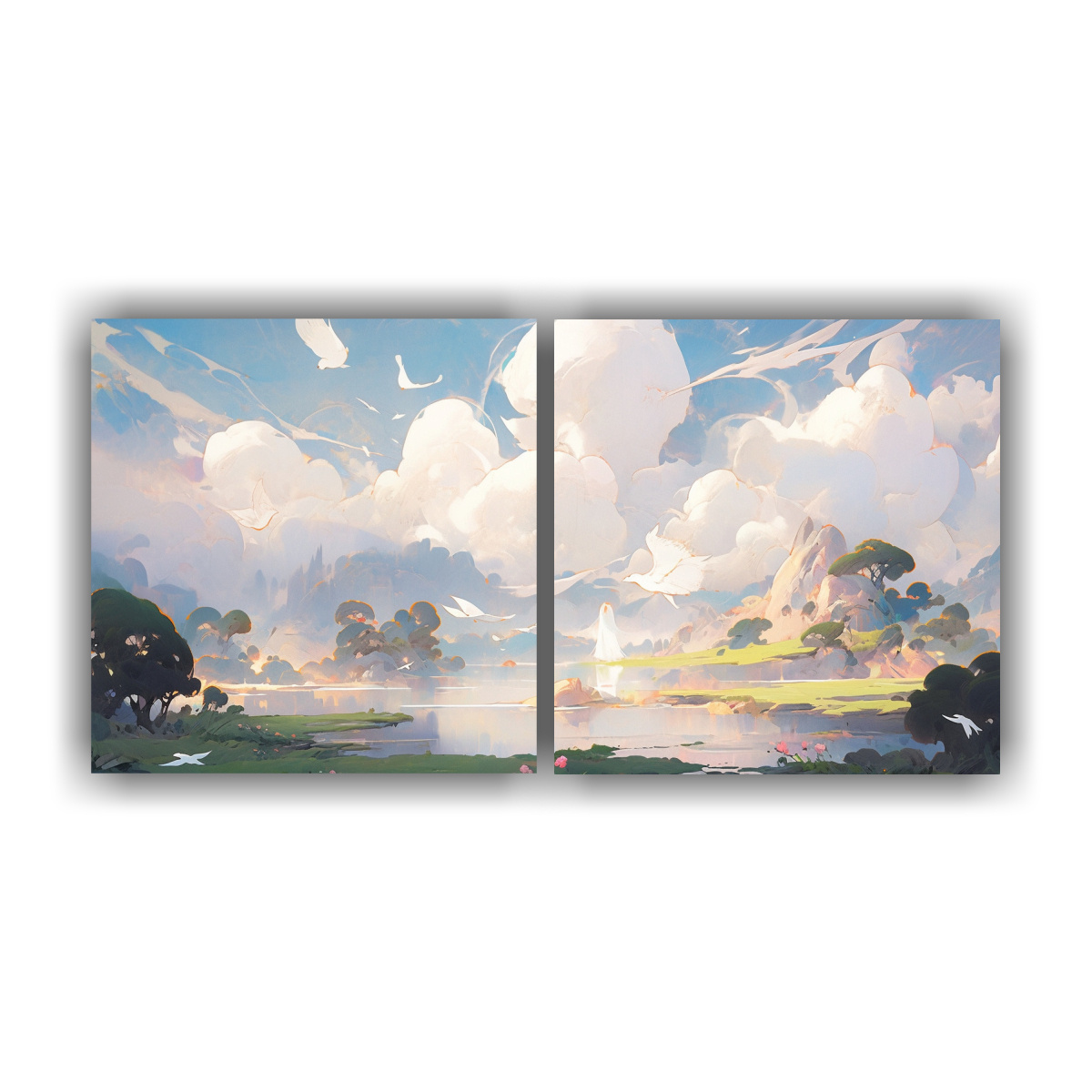 Cuadro Abstracto Paisaje Blanco Intenso - Set 2 Canvas Conceptual ...