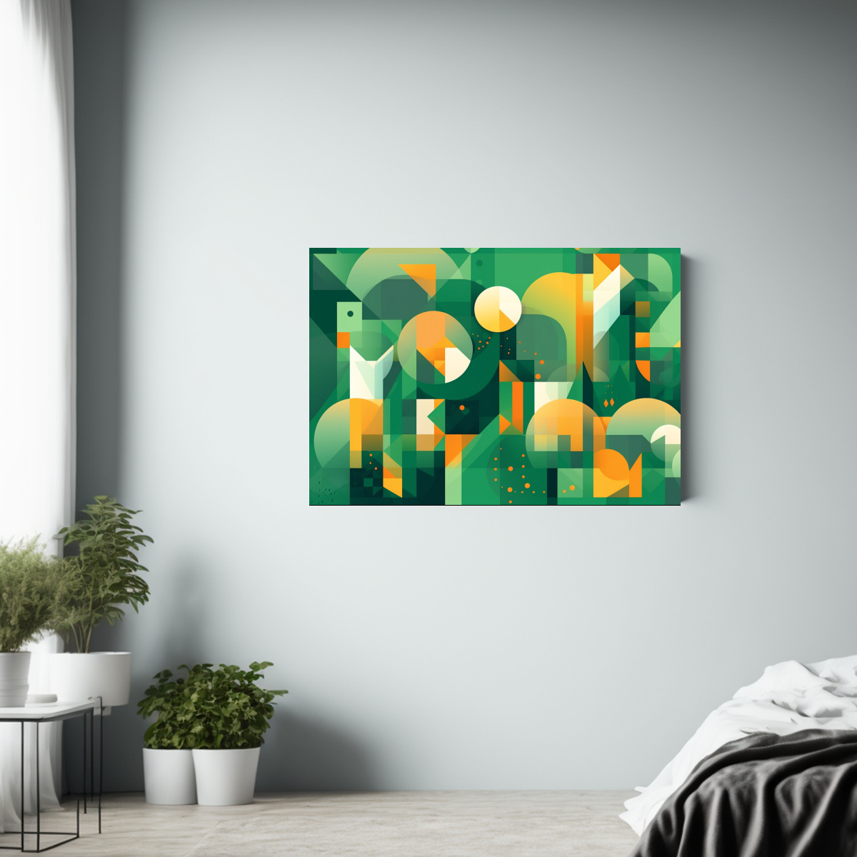 Cuadro Abstracto Verde Único Para Decoración De Pared - Decocuadros