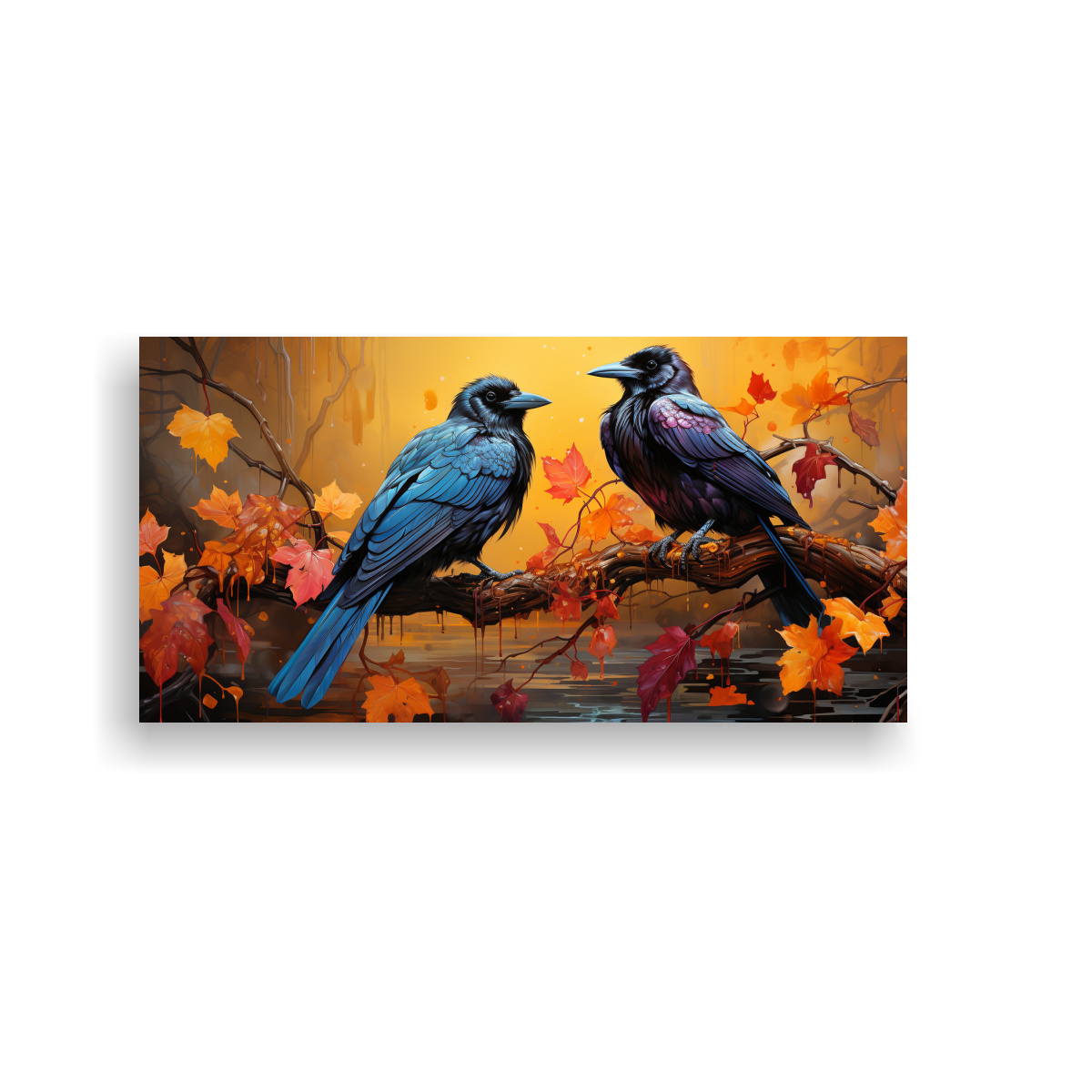 Cuadro De Cuervos Y Cuervos, Arte Abstracto En Estilo Óleo Colorido ...