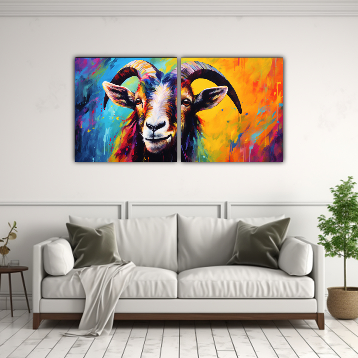 Cuadro Exclusivo De Cabra Al Estilo Estilo óleo Con Colores Vibrantes ...