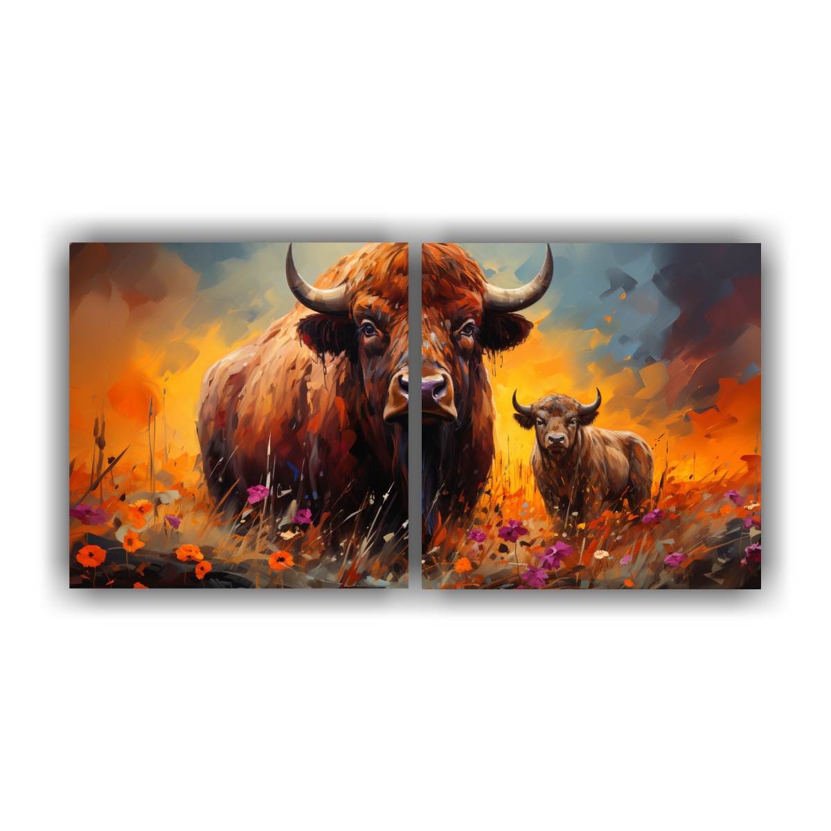 Cuadros Movimiento Pop Art A Bison And Buffalo Coloridos - ¡Oferta ...