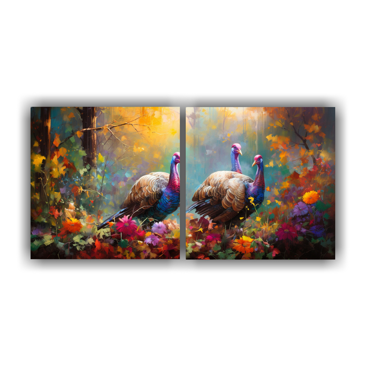 Cuadro Decorativo Al Estilo óleo De Pavos Coloridos En Estilo Temático ...