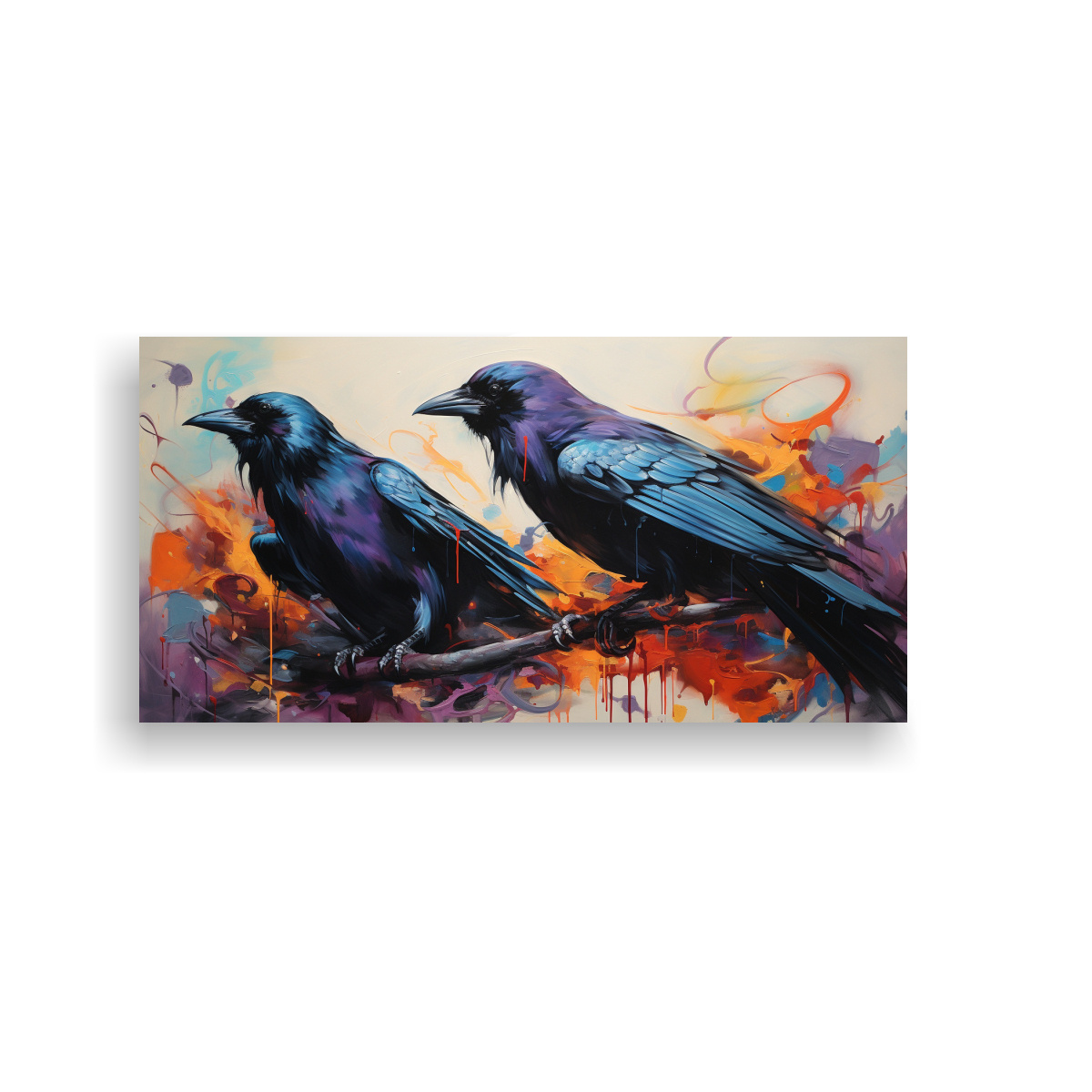 Cuadro Moderno Vitalidad Grajos Y Cuervos Coloridos - DecoCuadros