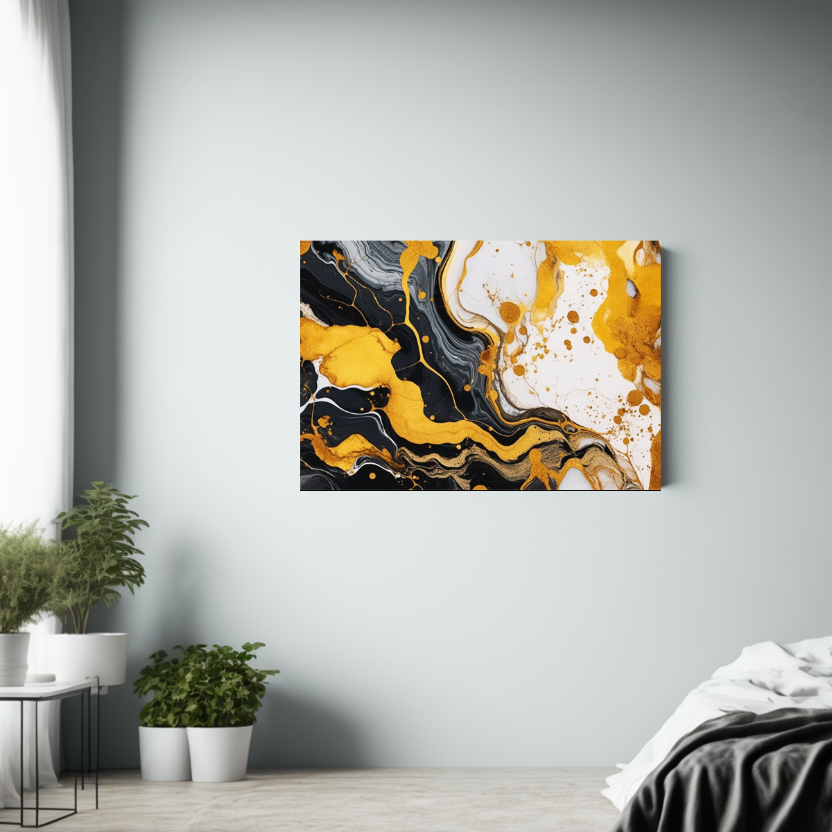 Cuadro Abstracto En Mármol Dorado Intenso - DecoCuadros