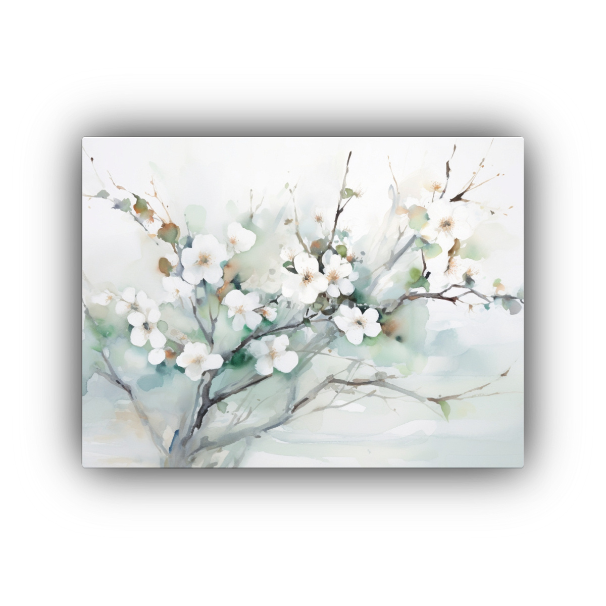 Cuadro Pintura De Pared Vintage Ramas Blancas Acuarela - DecoCuadros