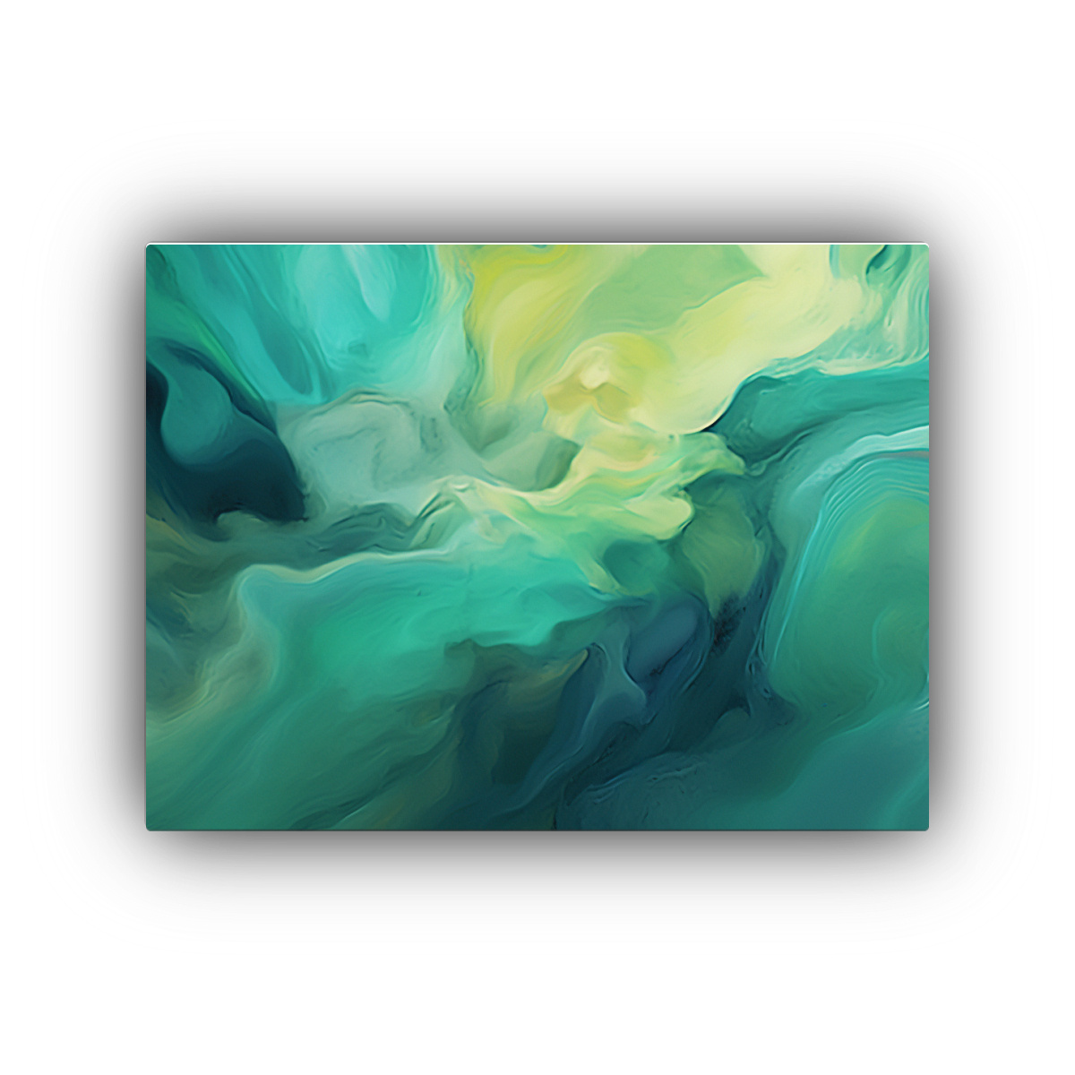 Cuadro Decorativo Abstracto De Alta Resolución En Acuarela Verde Y Azul - Decocuadros