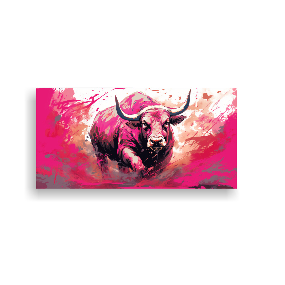 Cuadro Decorativo Brillante De Toros En Colores Rosados Estilo Neo Pop ...