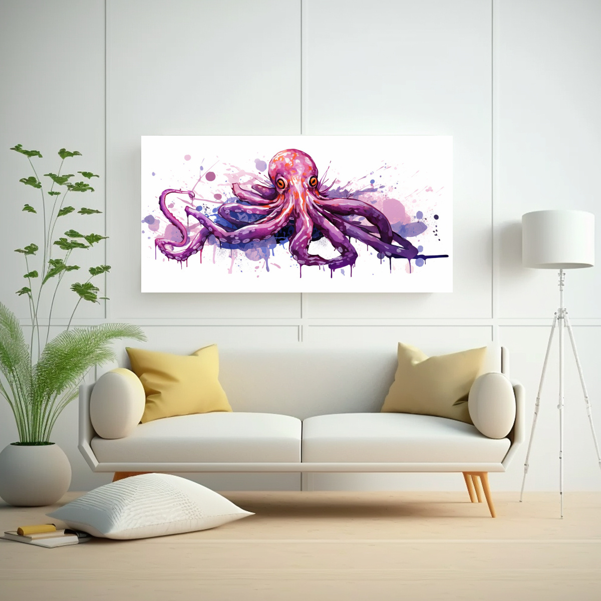 Cuadro Decorativo De Calamar En Colores Ricos Y Ciruela - DecoCuadros